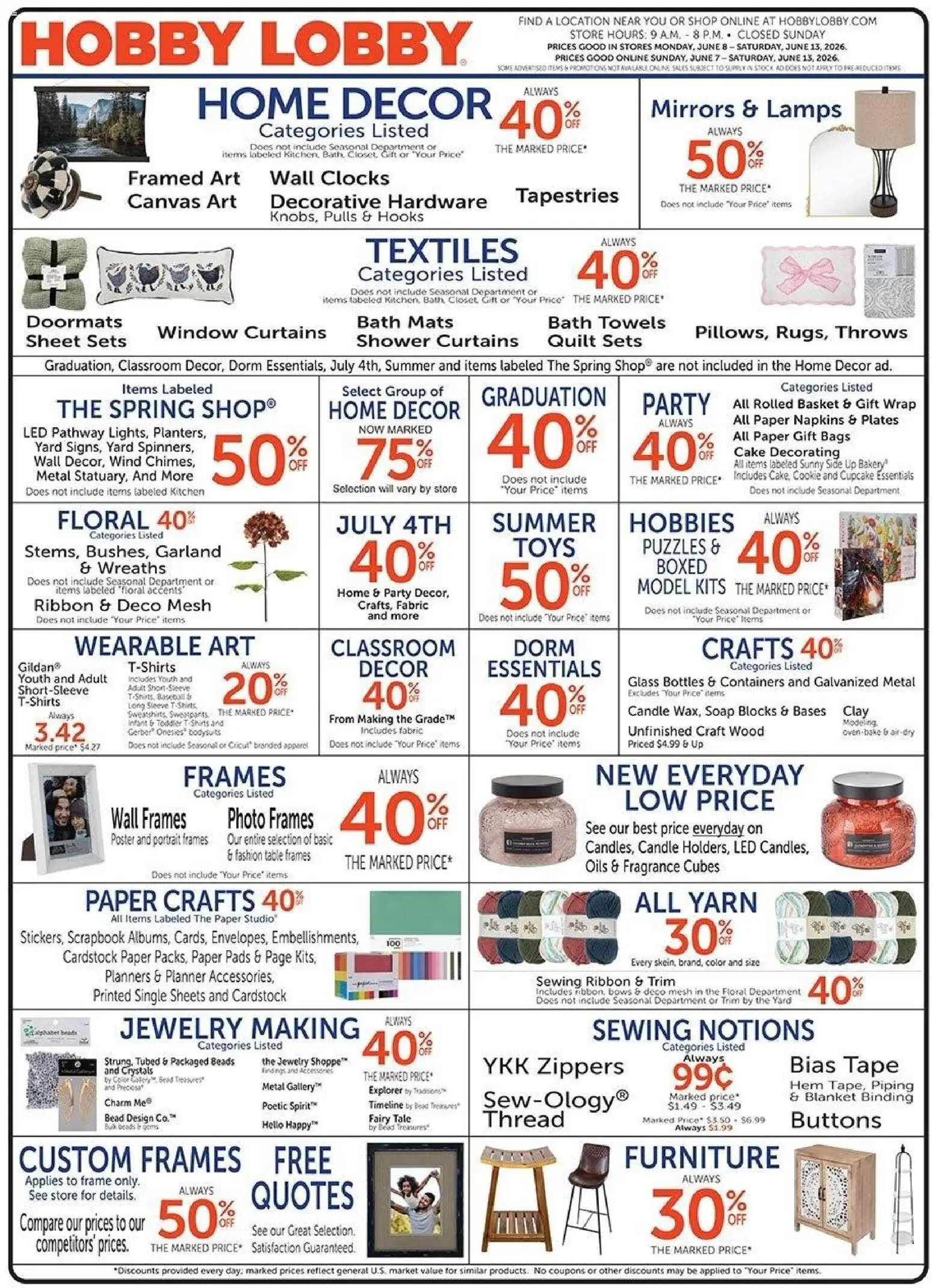 HOBBY LOBBY Weekly ad (06/07/2026) >> Sales ad this week